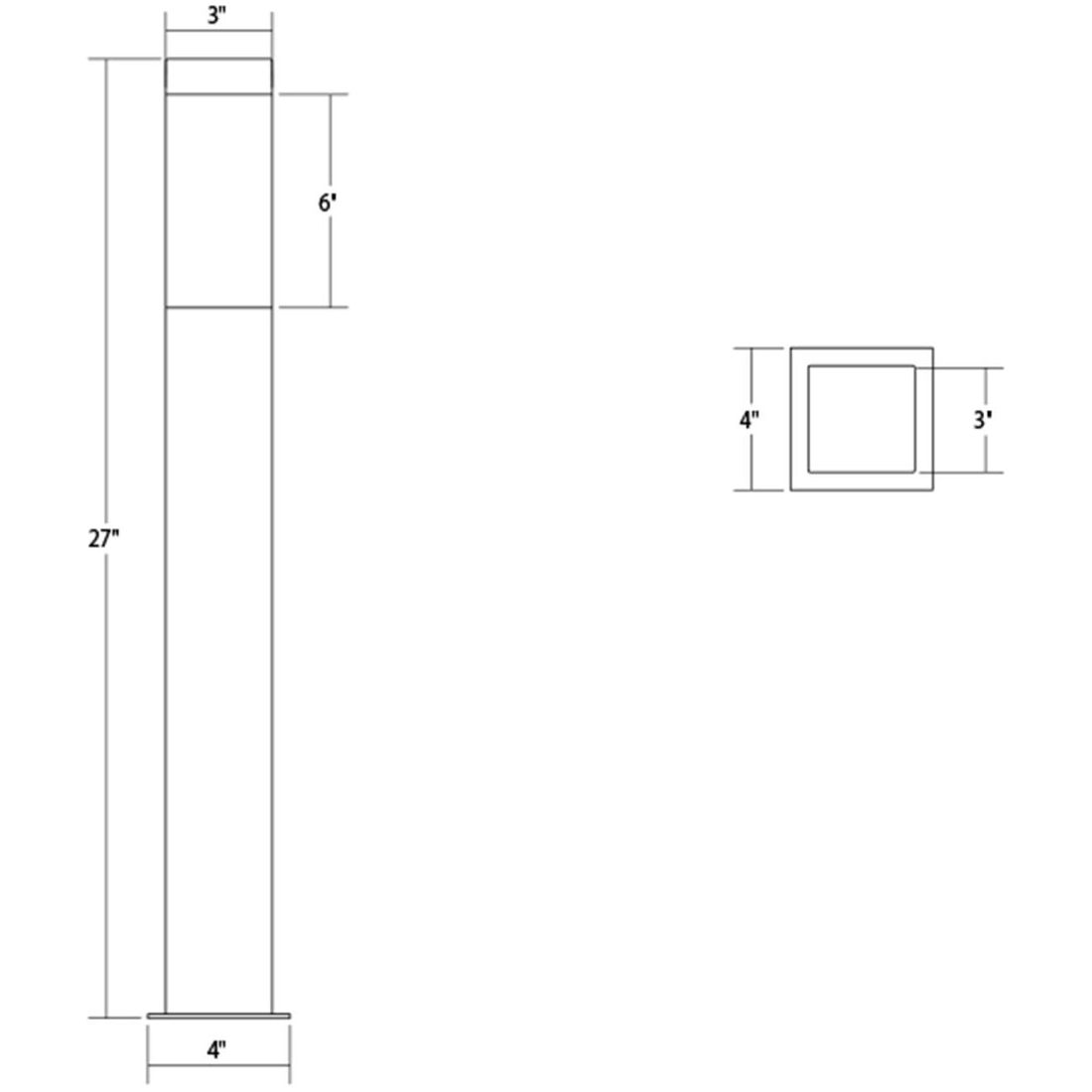 Square Column 28" LED Bollard
